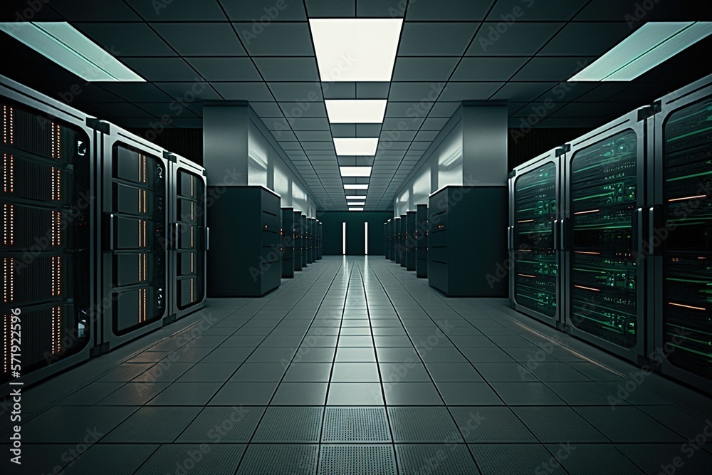 AI generation, the computer room of the supercomputing center Stock ...