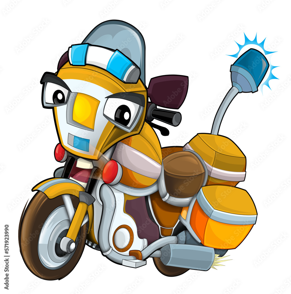Cartoon motorcycle riding to the rescue illustration for children Stock ...