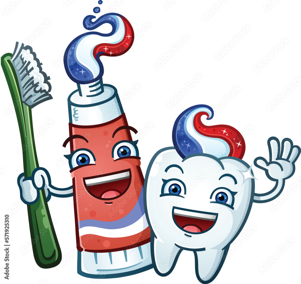Tooth and Toothpaste Best Friends Smiling Hugging and Laughing, Dental ...
