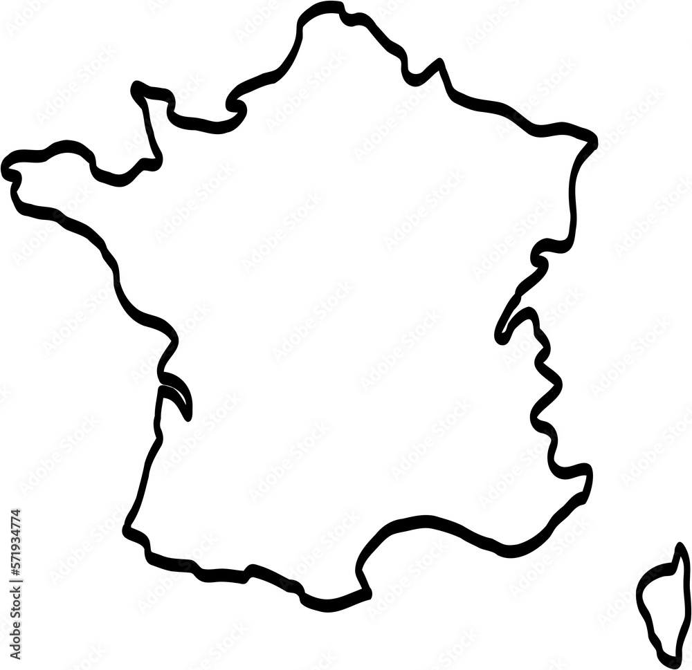 doodle freehand drawing of france map. Stock Illustration | Adobe Stock