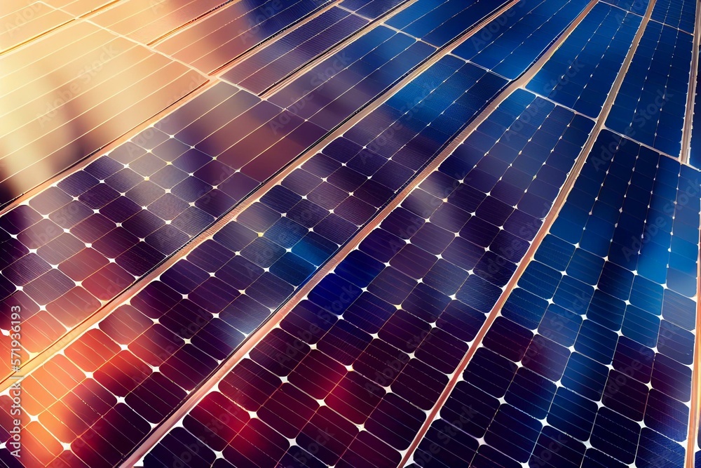 Solar panels at the gas storage site. Energy transition concept ...