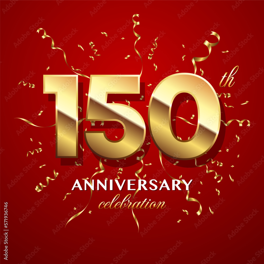 150th Anniversary Celebration. logo design with golden numbers and text ...
