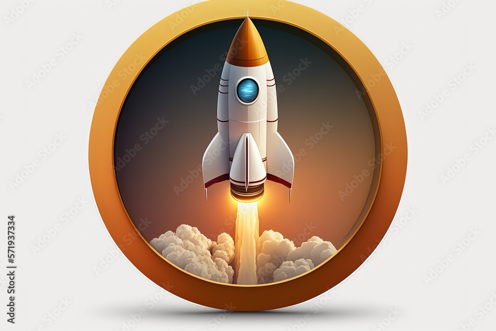 Rocket in a circle, logo, white background. Generative AI Stock ...