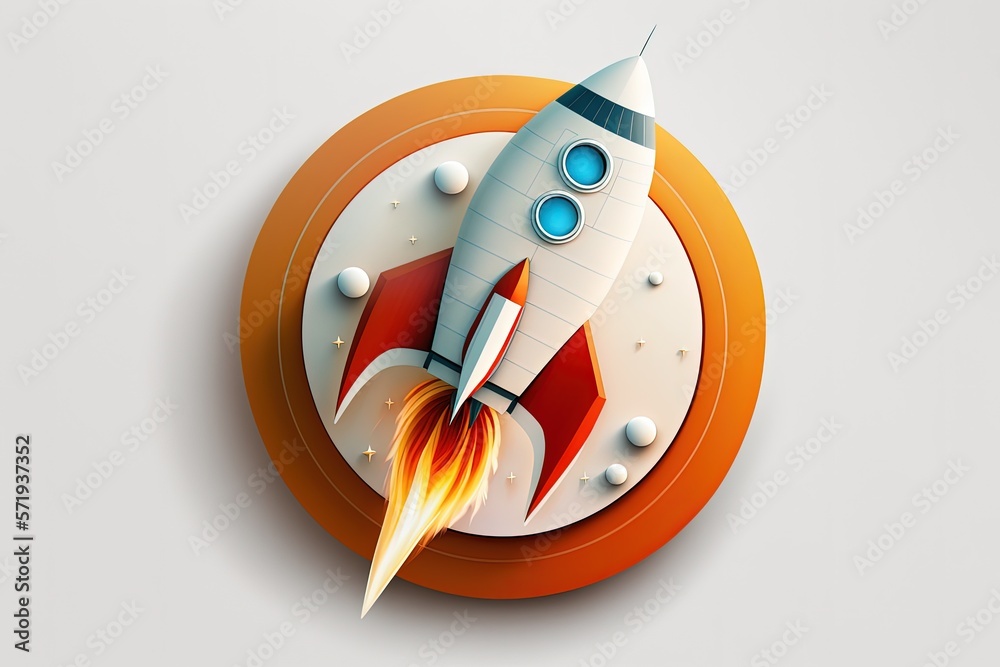 Rocket in a circle, logo, white background. Generative AI Stock ...