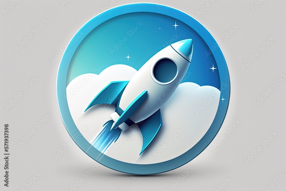 Rocket in a circle, logo, white background. Generative AI Stock ...