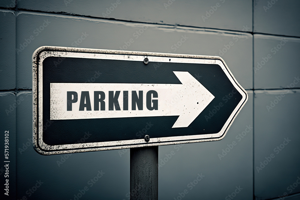 Car parking lot direction sign with arrow symbol, transport information ...