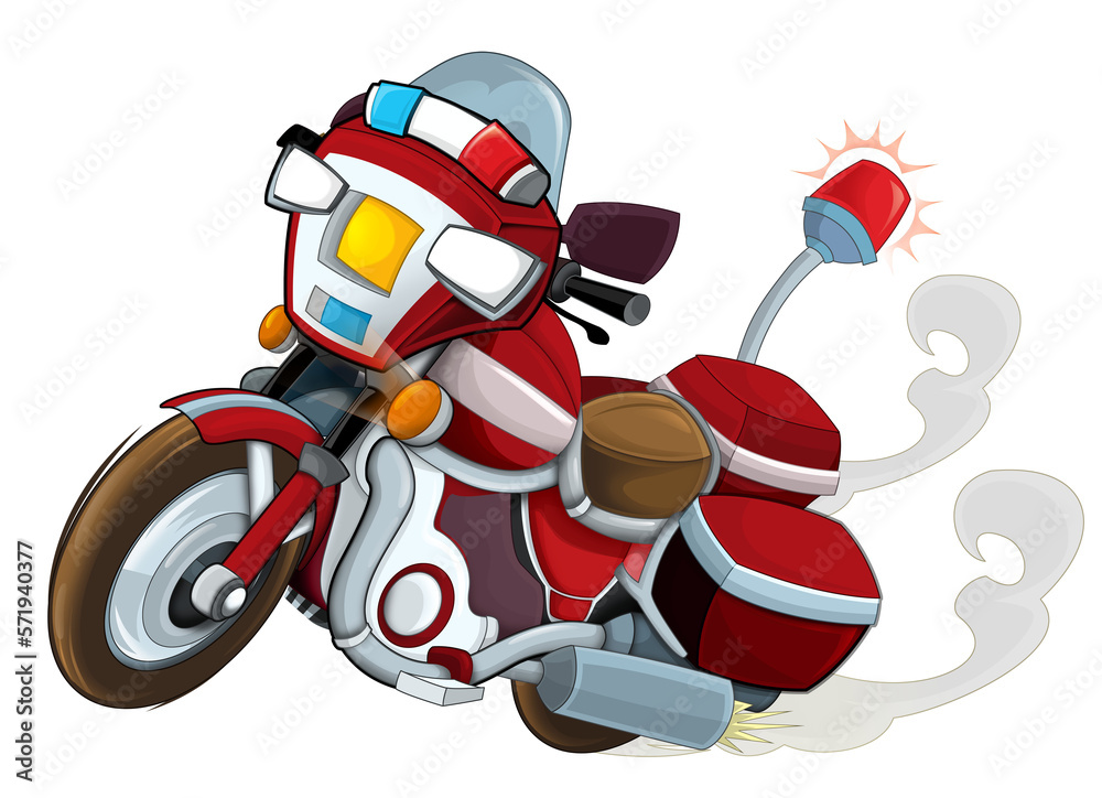 Cartoon motorcycle fireman driving to the rescue illustration for ...