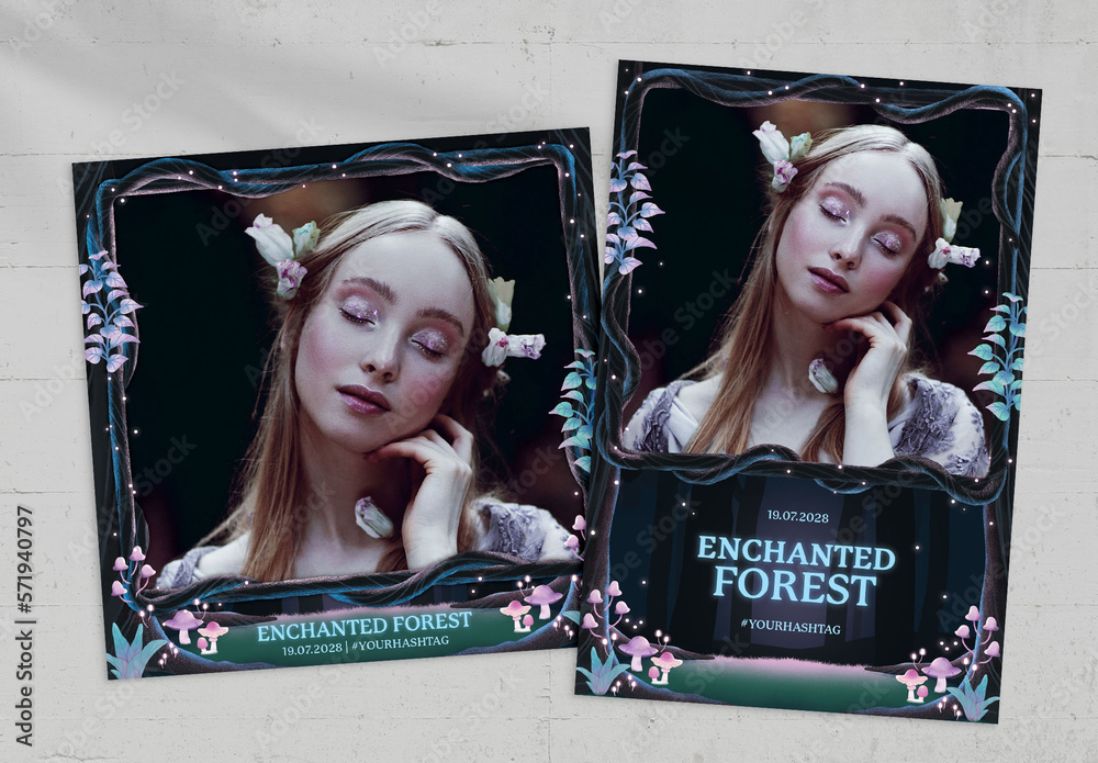 Enchanted Forest Photo Card Template Stock Template | Adobe Stock