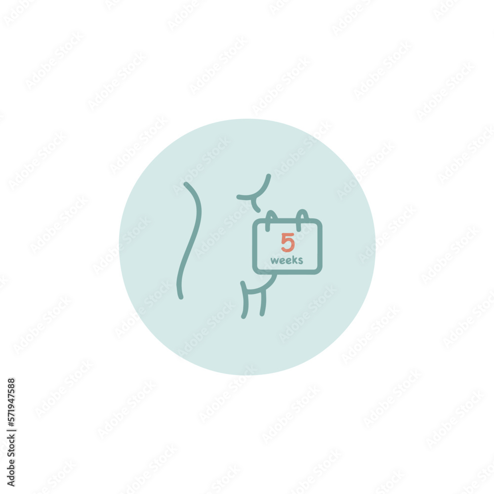 5 weeks pregnant sign. First trimester. Fifth week of pregnancy symbol ...