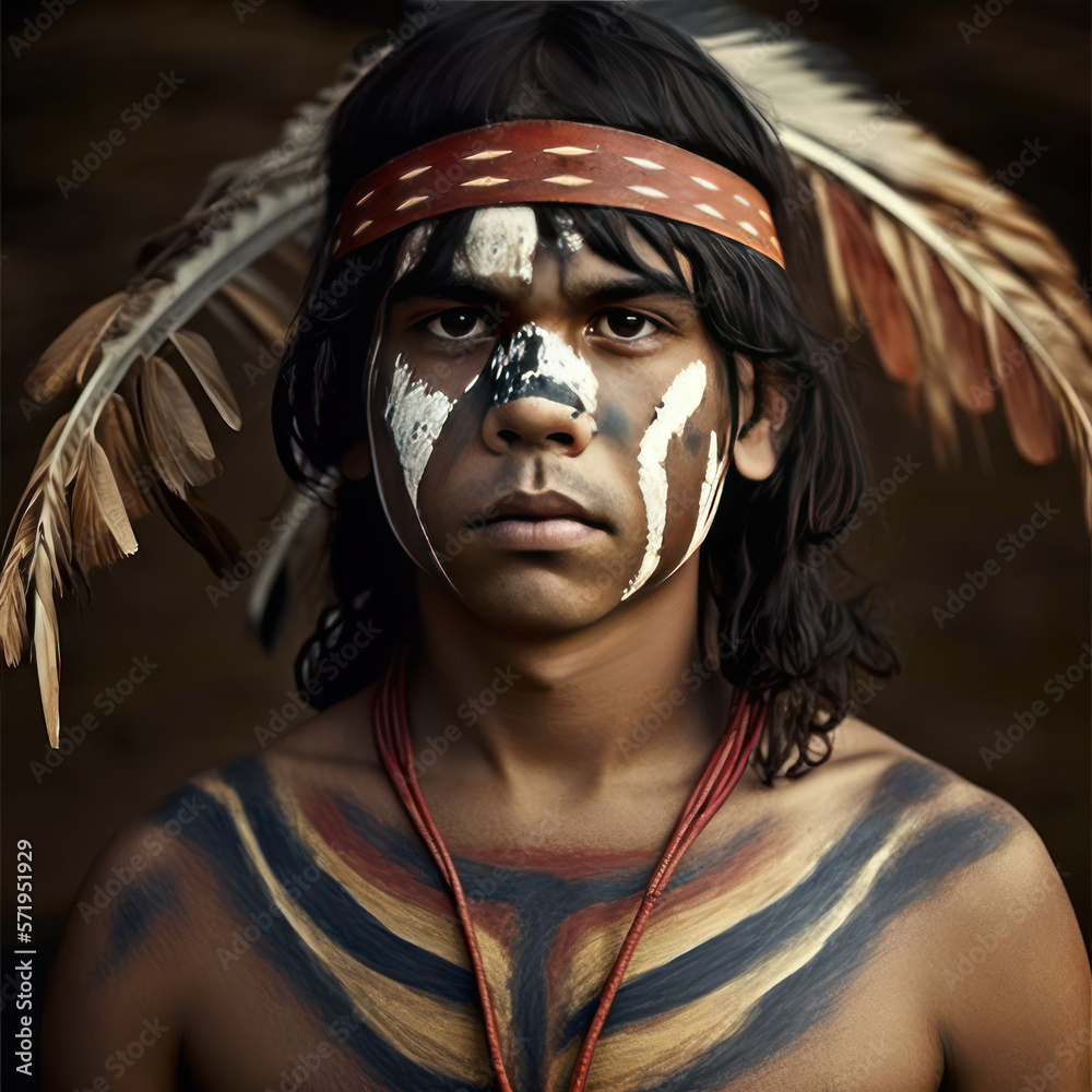 Realistic illustration in artificial intelligence. Portrait of an ...