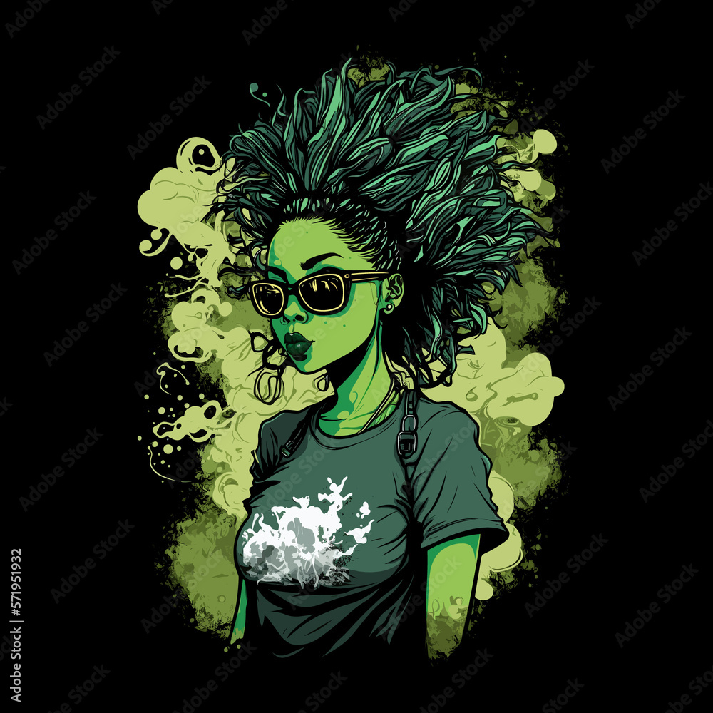 vector African American woman smoking Cigarette,wearing sunglasses ...