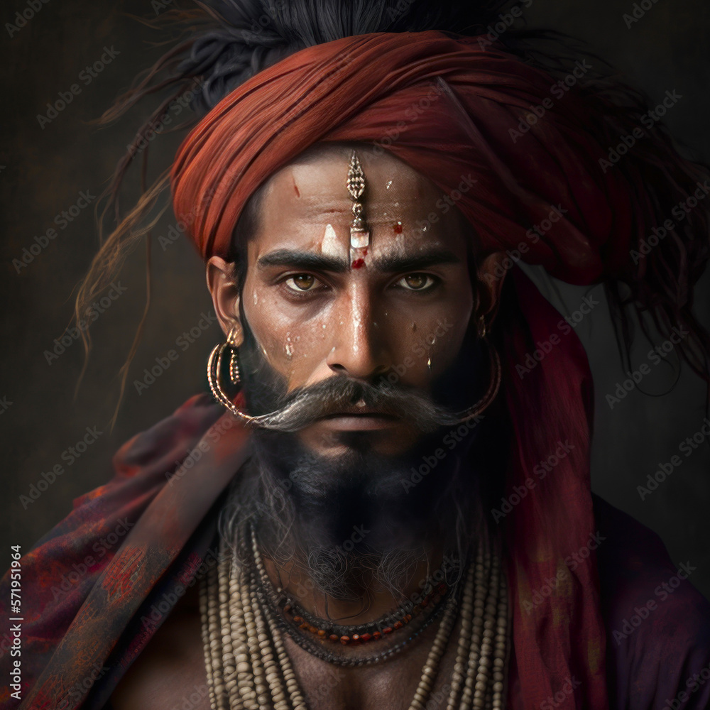 Realistic illustration in artificial intelligence. Portrait of an ...