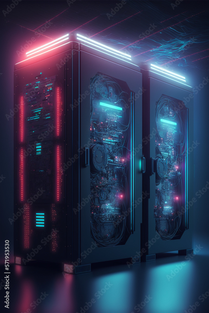 Futuristic energy efficiency datacenter,illustration,created with ...