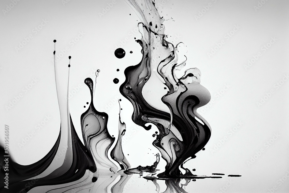 wallpaper, glass texture, black ink is mixing with white background AI ...