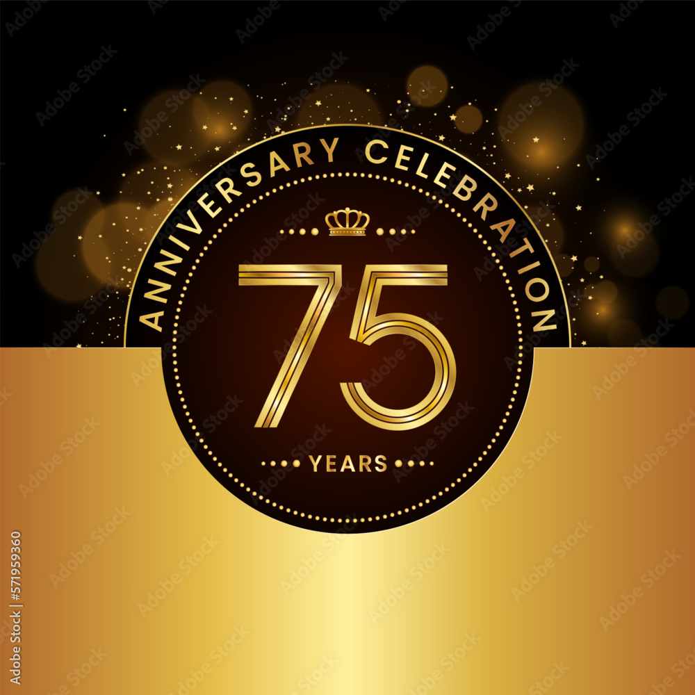 75th Anniversary Celebration. logo design with golden numbers and text ...