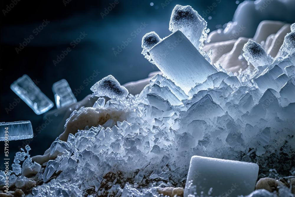 An architectural pattern of ice crystals forming a geometric background ...