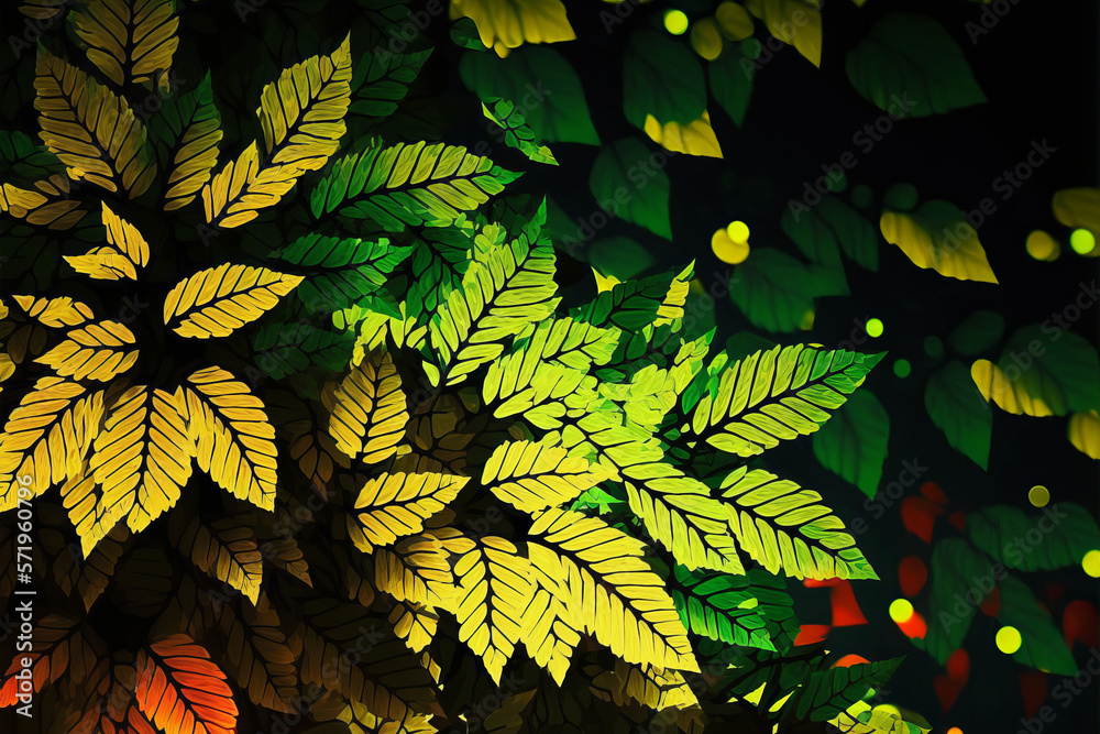 Backdrop of tree leaves in golden sunset light, perfect for adding ...