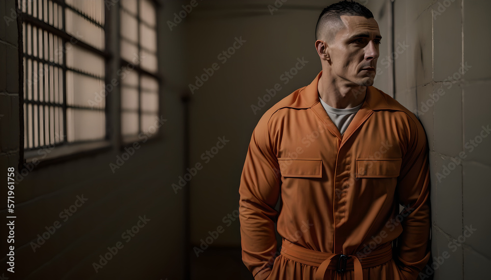 Prisoner wearing Inmate Uniform in Prison, Jail feeling Remorse and ...