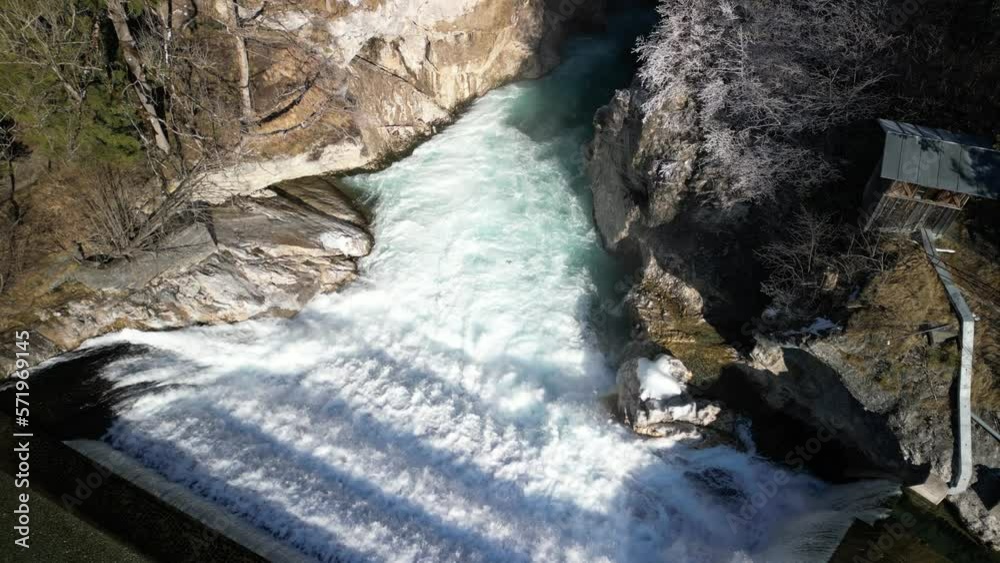 the lech fall near füssen in bavaria in the alps where a lot of water ...