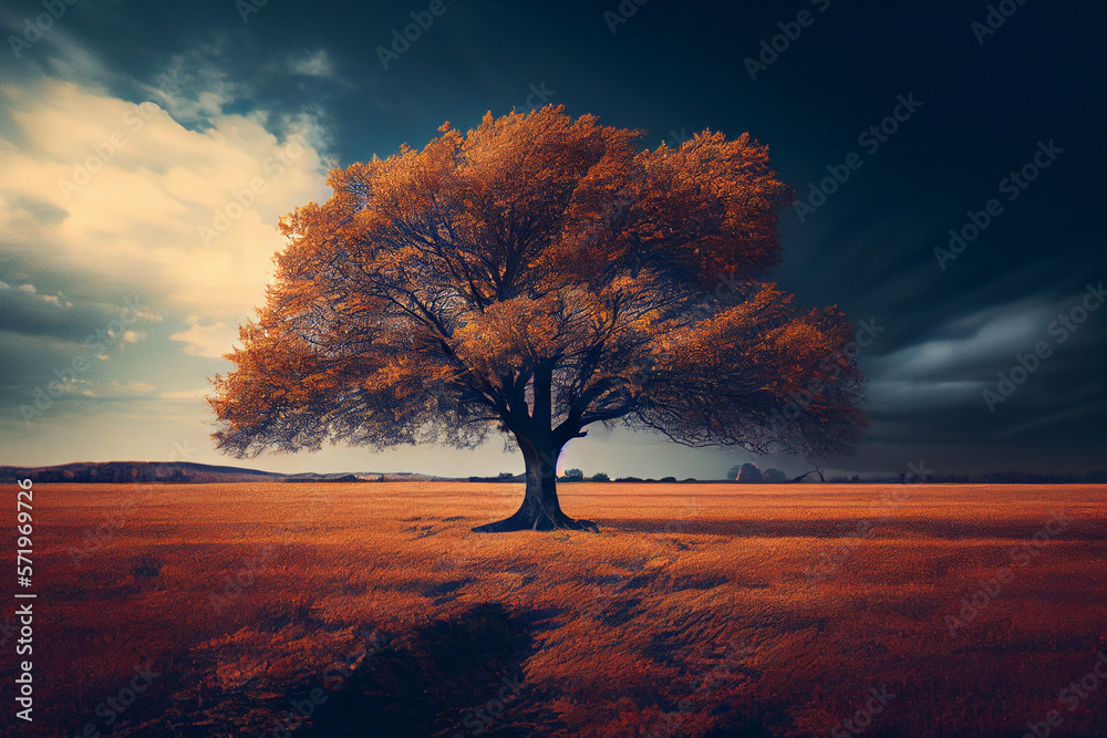 Lonely Autumn Tree: A Depictive Landscape of Solitude and Sadness in ...