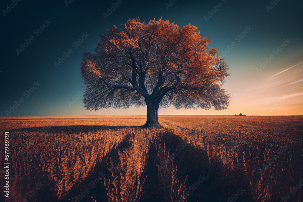 Lonely Autumn Tree: A Depictive Landscape of Solitude and Sadness in ...