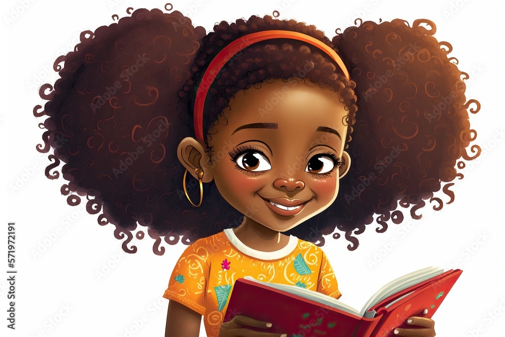 smiling African American with open book ,back to school , digital ...