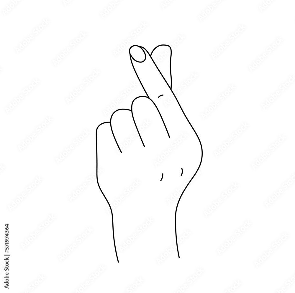 Vector isolated one hand gesture korean fingers heart symbol like love ...