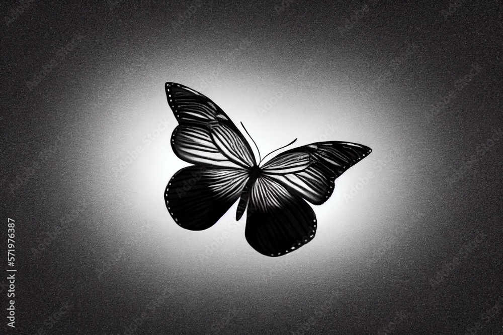 Selective color image of a bright and vibrant butterfly on grayscale ...