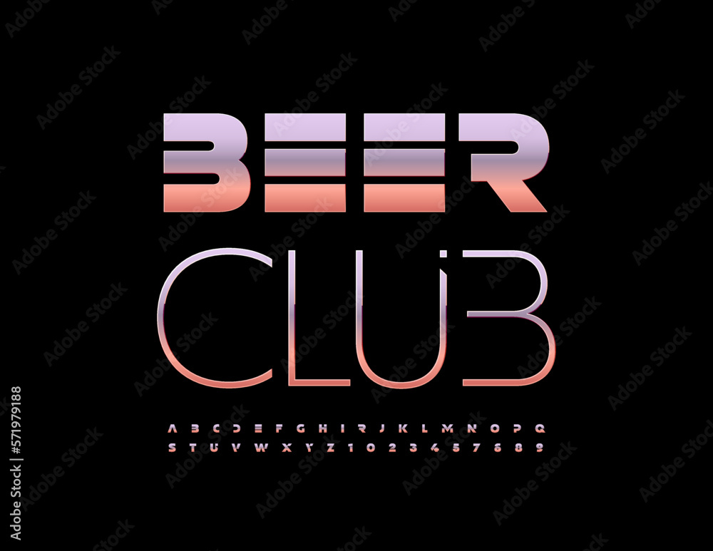 Vector unique logo Beer Club with reflective Font. Set of fancy ...