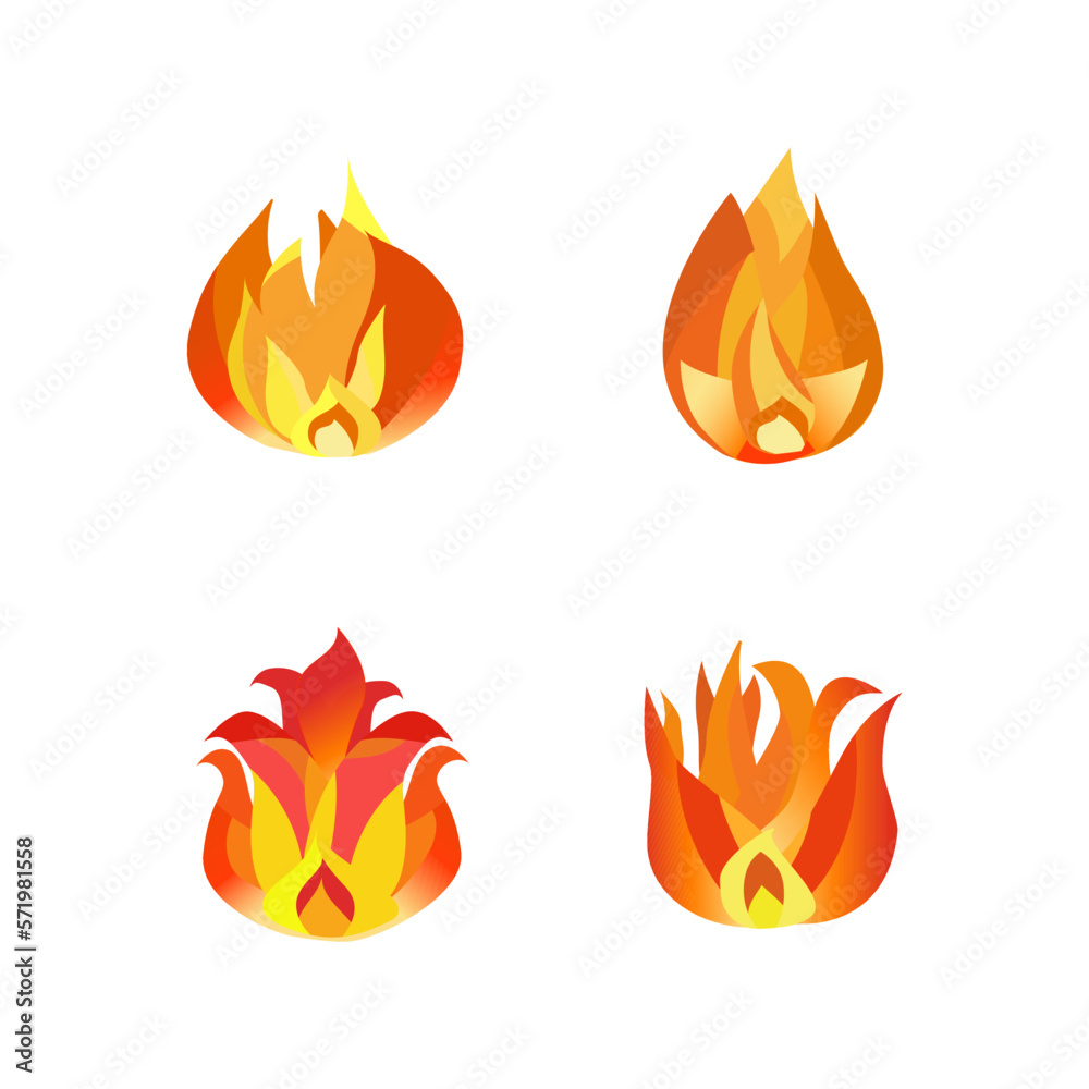 Set of flat colored vector icons with natural elements and symbols of ...