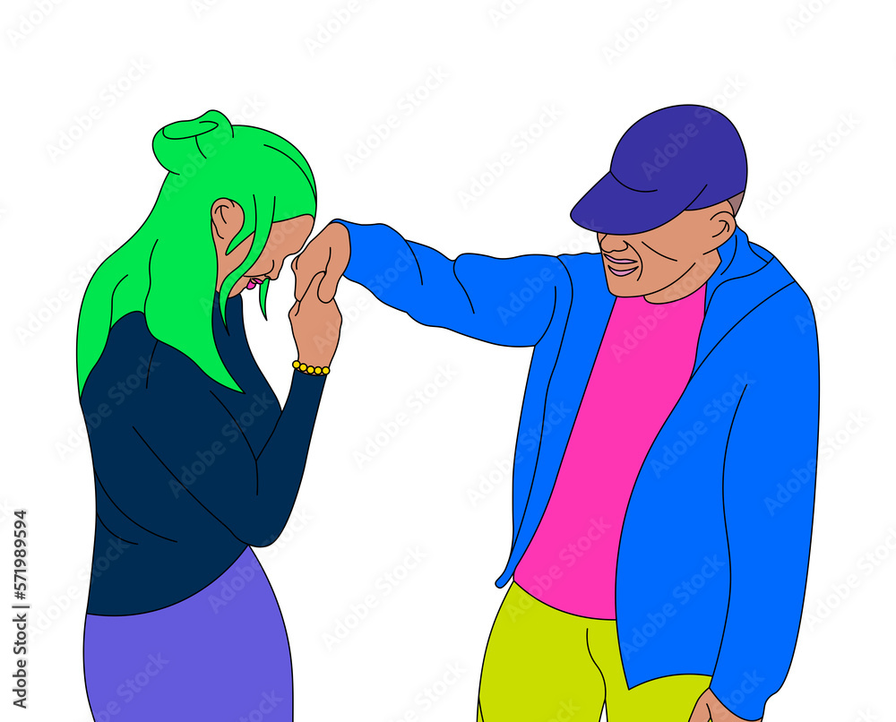 Lolo/ grandpa giving a Filipino blessing (mano po) to a girl Stock ...