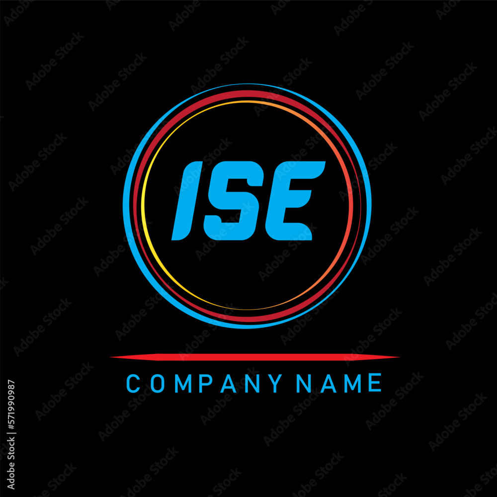 ISE letter logo design. ISE letter in circle on black background. ISE ...