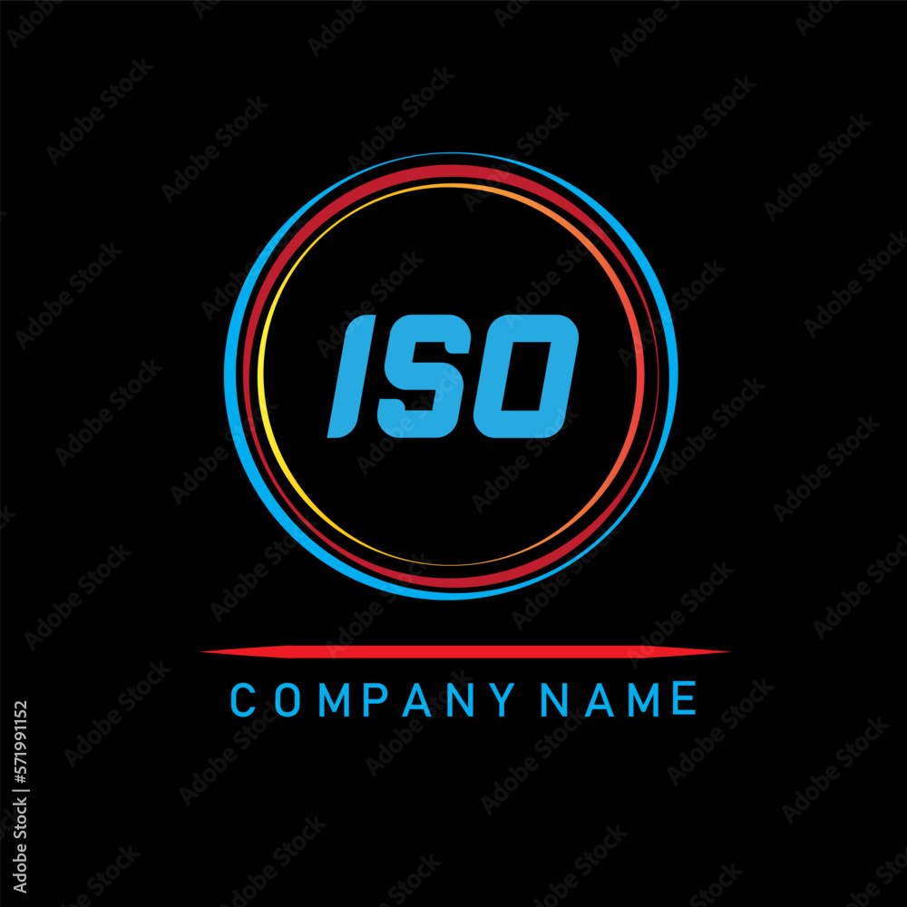 ISO letter logo design. ISO letter in circle on black background. ISO ...