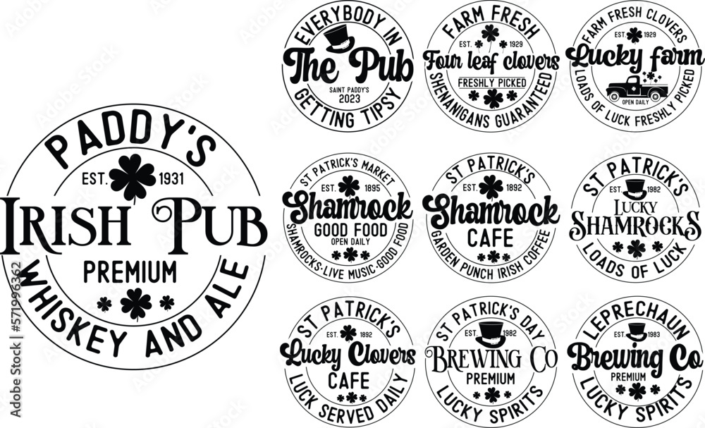 St Patrick's Day Round Signs SVG Bundle, St Patricks Day Sign svg, St ...