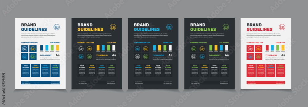 A4 Brand Guidelines Poster Layout Set, Simple style and modern Brand ...