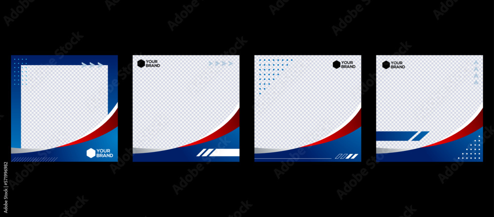Sport Social Media Post Template with blue , red and gray color. Sports ...