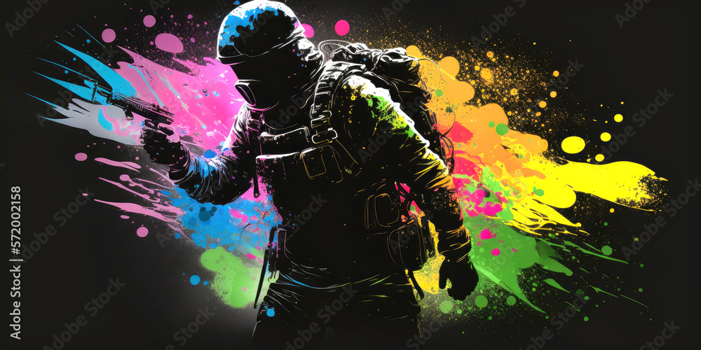 Paintball banner with black background. Generative AI Stock ...