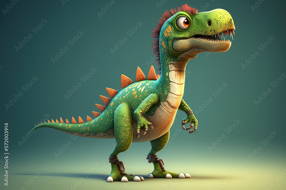 Green Tyrannosaurus. T. rex dinosaur cartoon character. Funny animal 3d ...