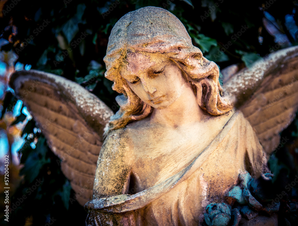 Abstract image with an sad tragic angel figure. A symbol of hope ...