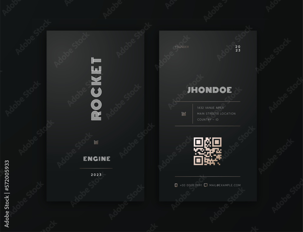 Vertical Modern Professional Business Card Template with QR Code and ...