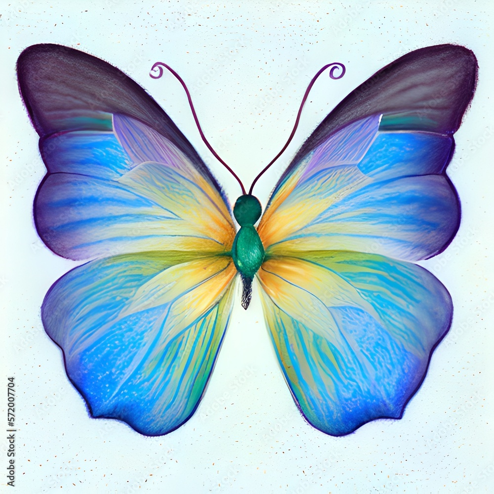 Butterfly fantasy exotic colorful crayon drawing, gorgeous colors on ...