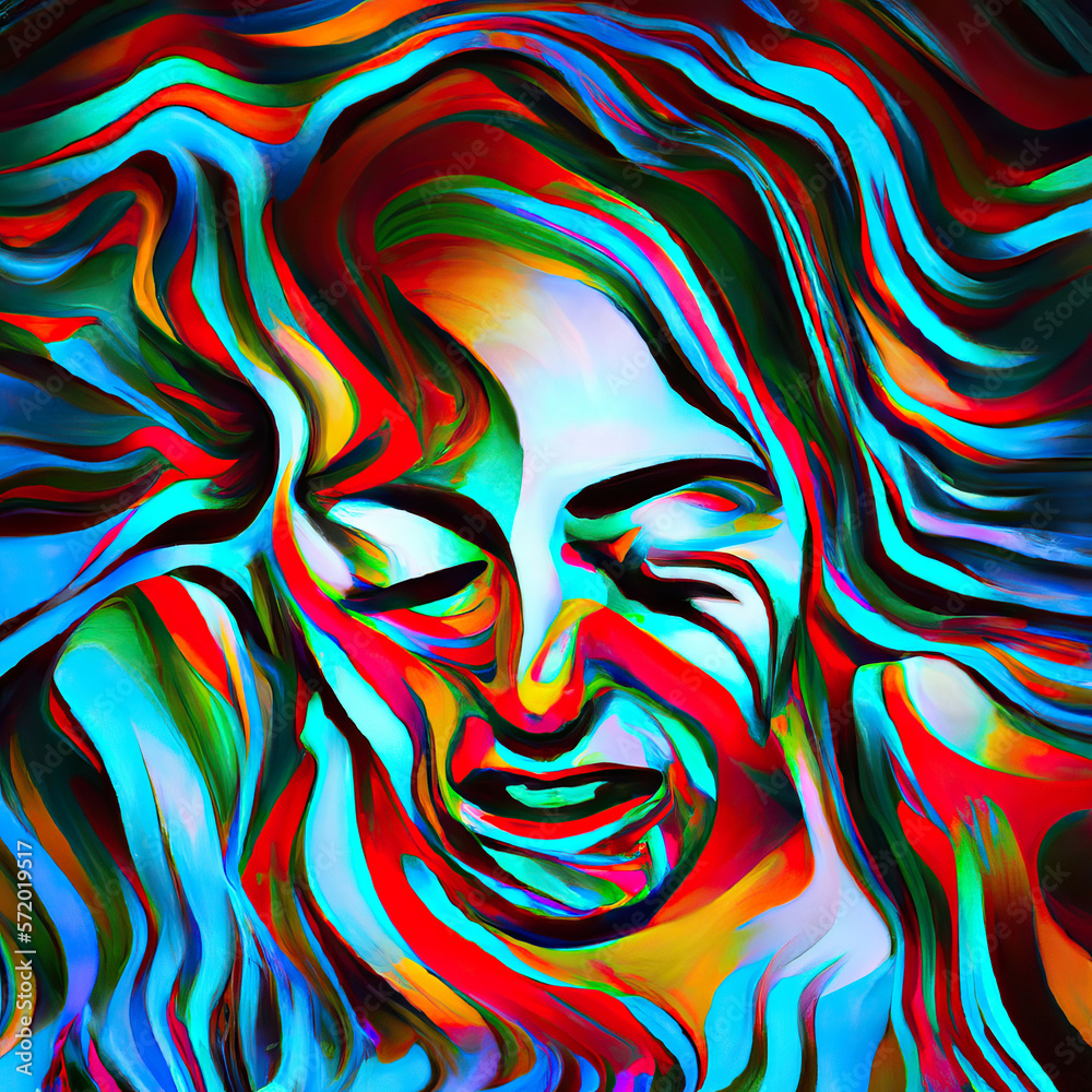Abstract female face dissolving in vibrant colors For mental health ...