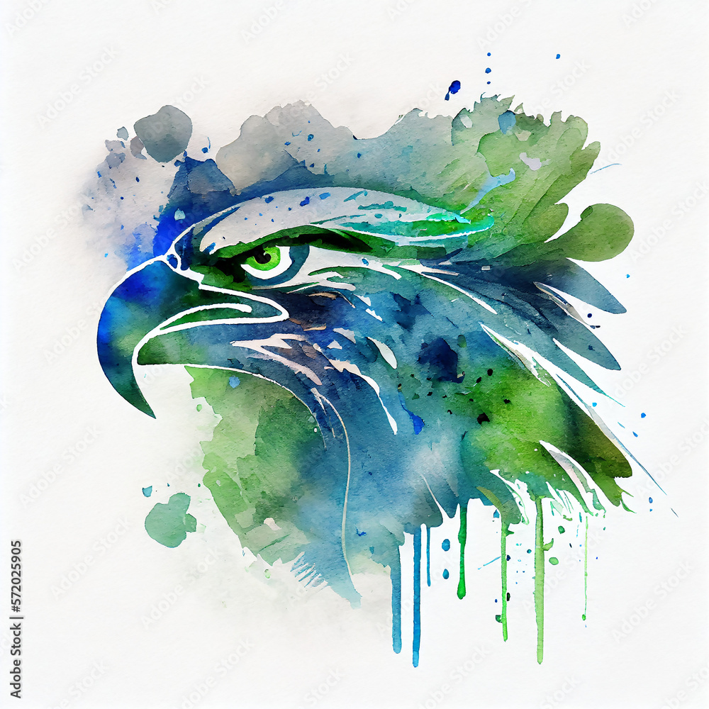 Vector Illustration of Hawk in Green and Blue.generative ai Stock ...