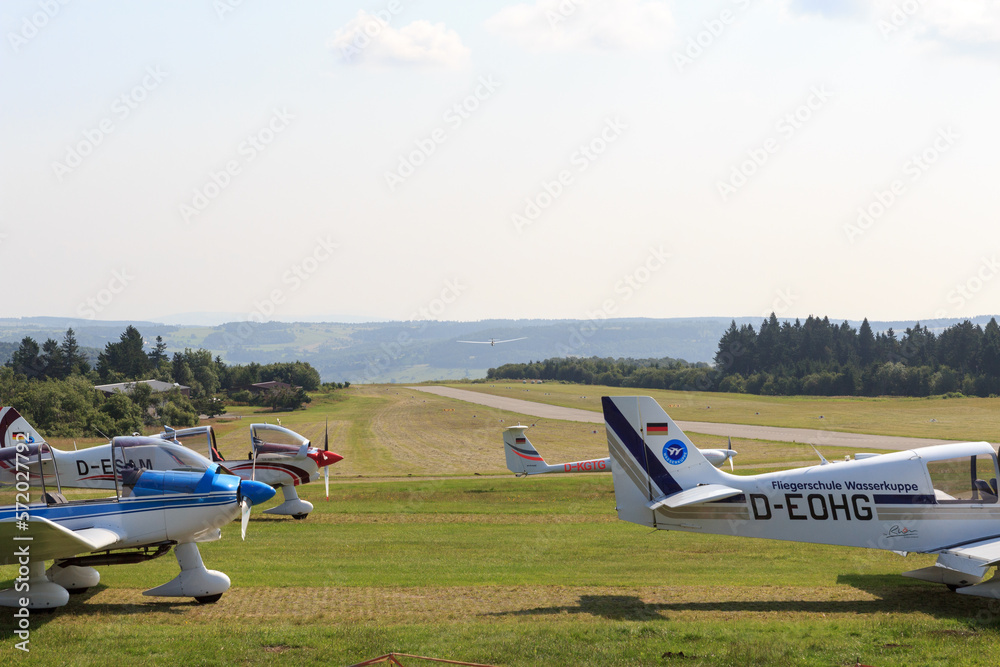 Gersfeld, Germany - July 23, 2021: Glider (sailplane) during takeoff on ...