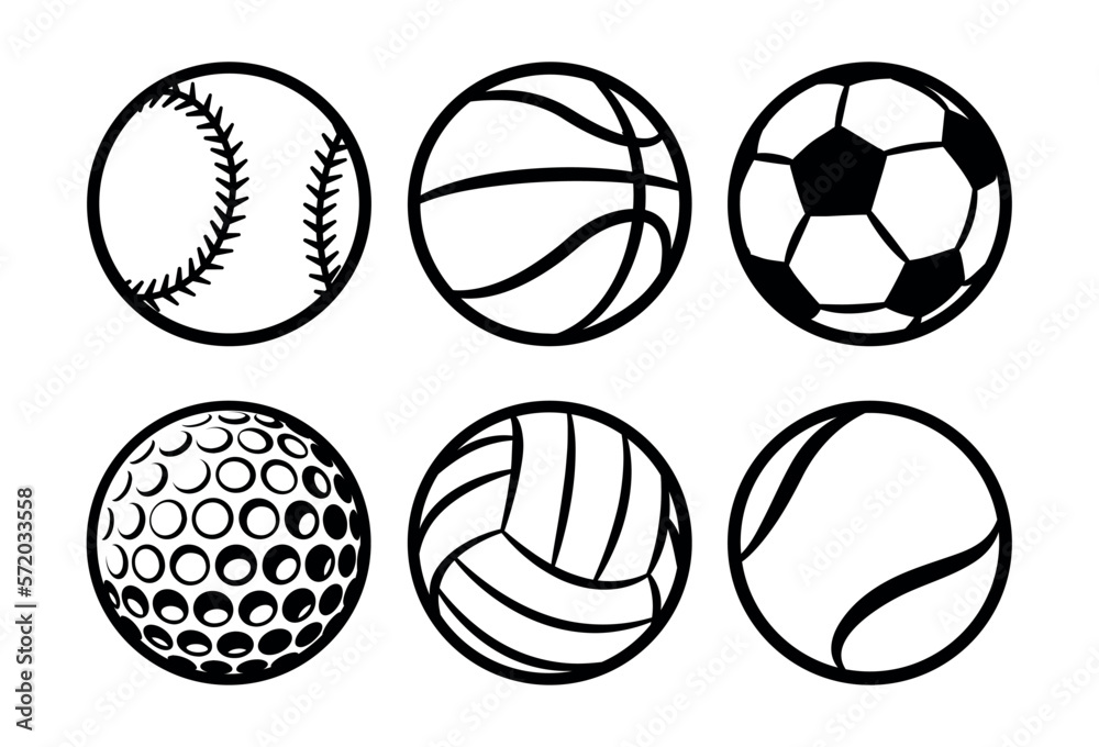 Sports Balls Black And White
