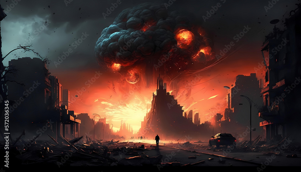 En of the world disaster explosion concept art , apocalypse doomsday ...