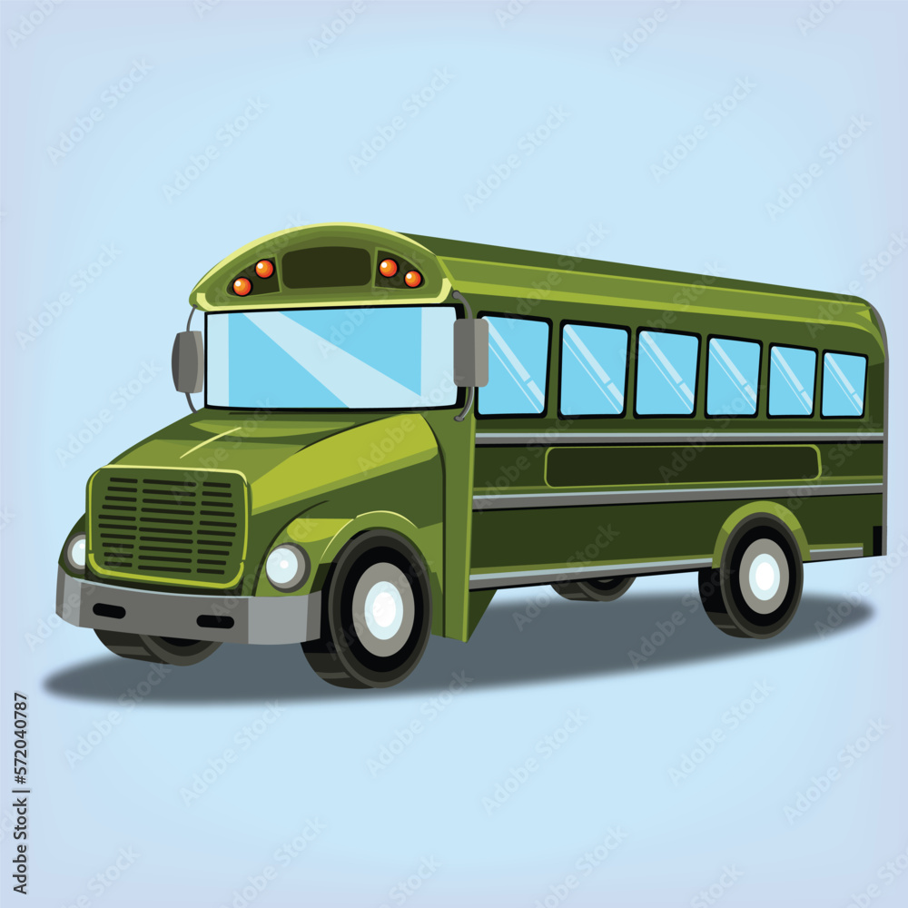 Green School Bus Vector Illustration Stock Vector | Adobe Stock