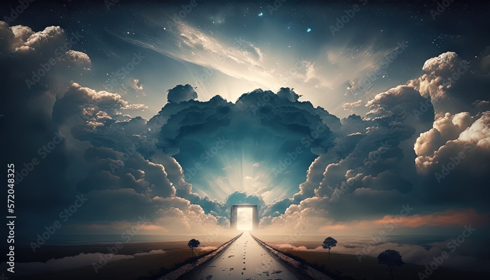 way path to heaven kingdom, holy sacred road to heaven, or sci-fi high ...