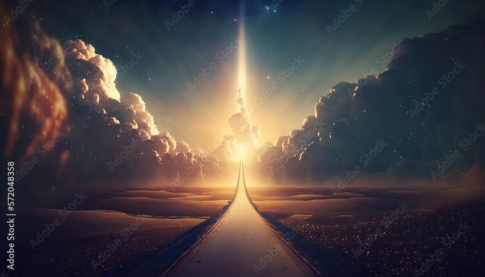 way path to heaven kingdom, holy sacred road to heaven, or sci-fi high ...