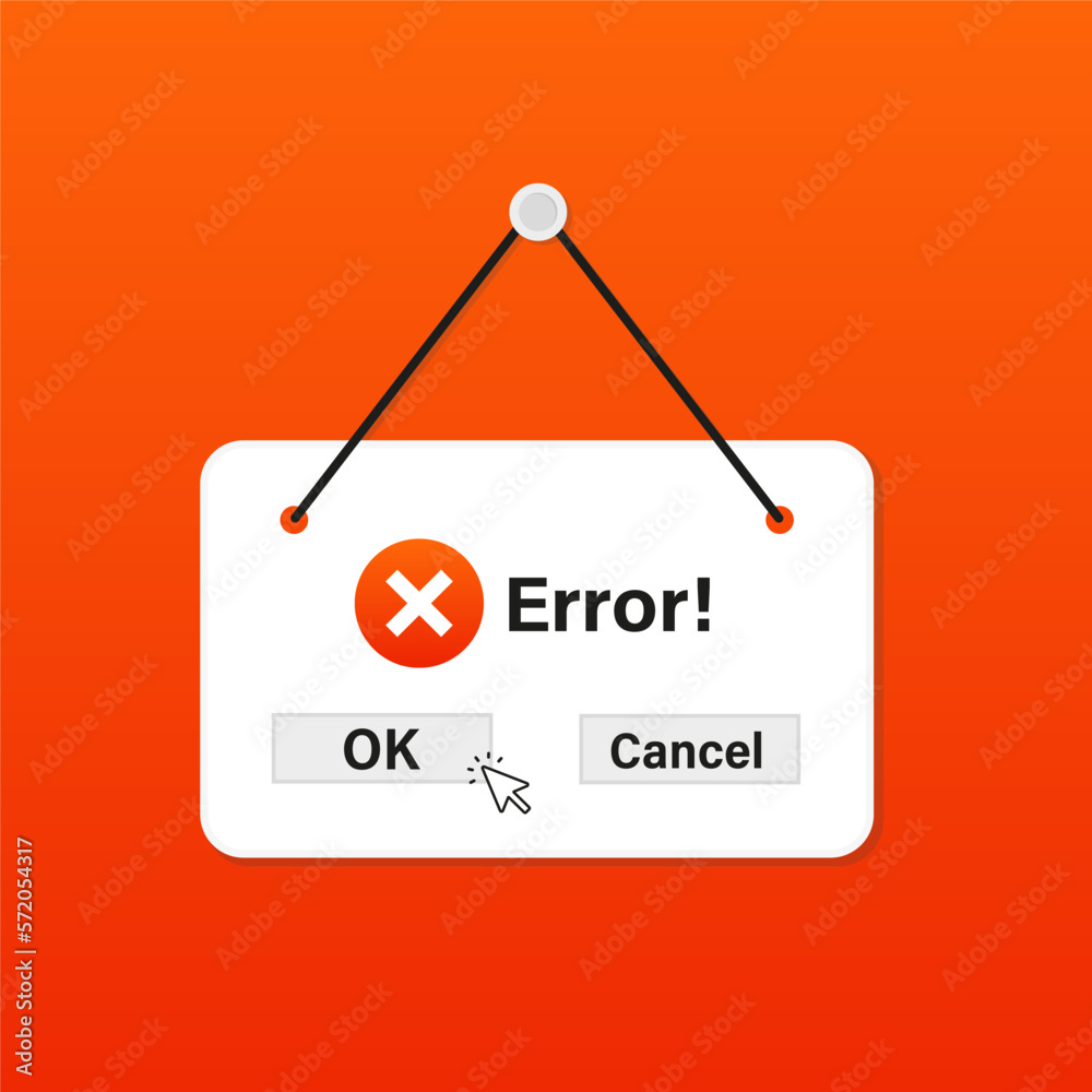 Flat signboard with an inscription Error. Windows operating system ...